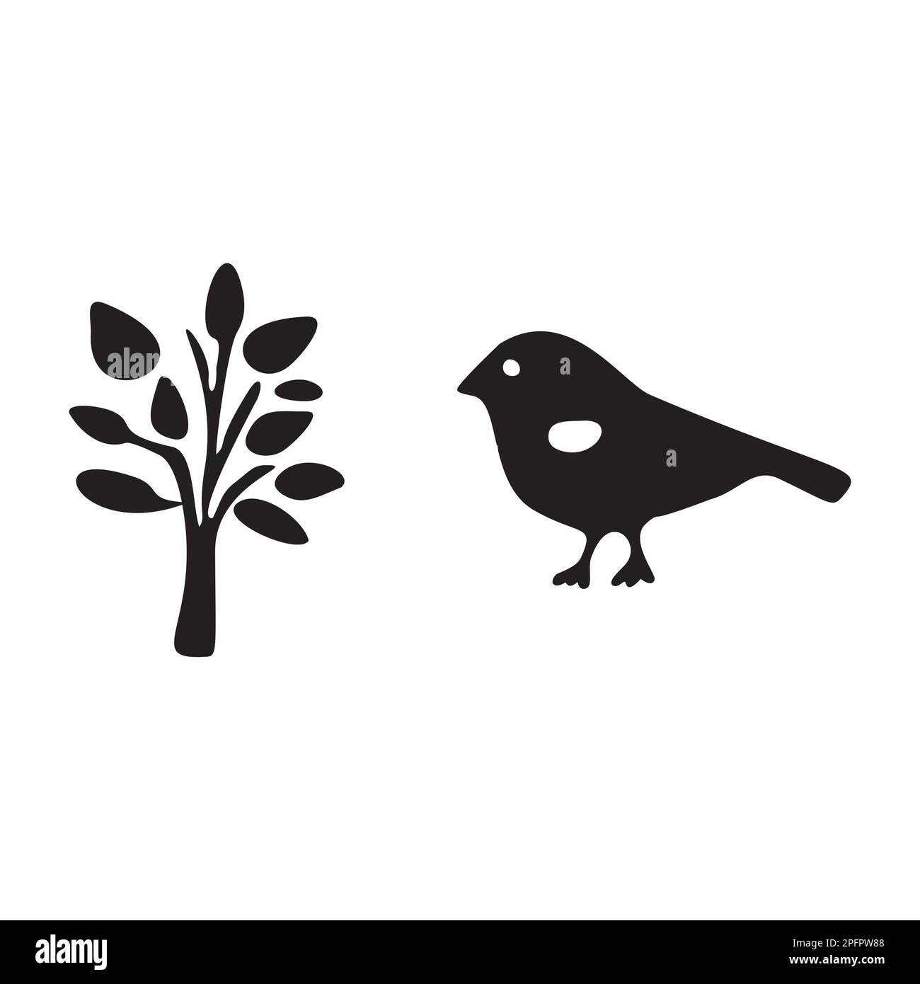 Set of bird and botanical vector motif. Collection of garden wildlife ...