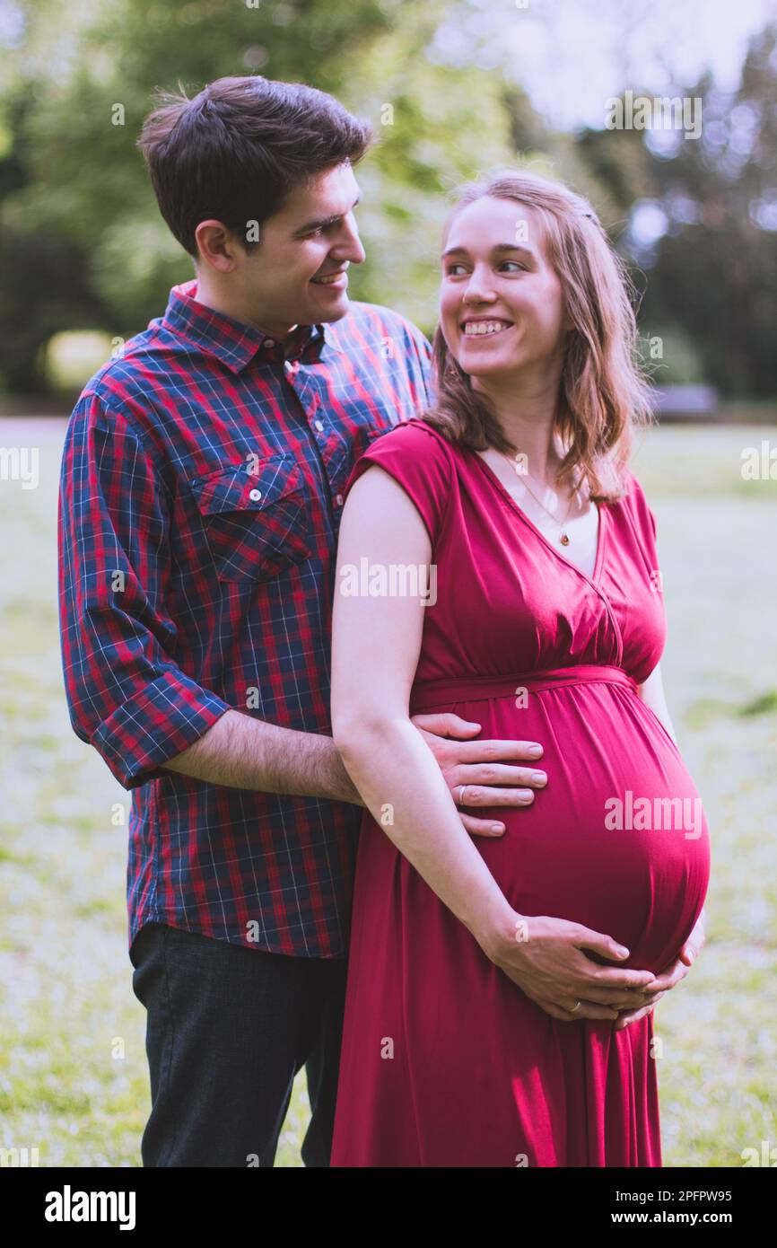Young married couple expecting a baby soon, wife in last trimester ...