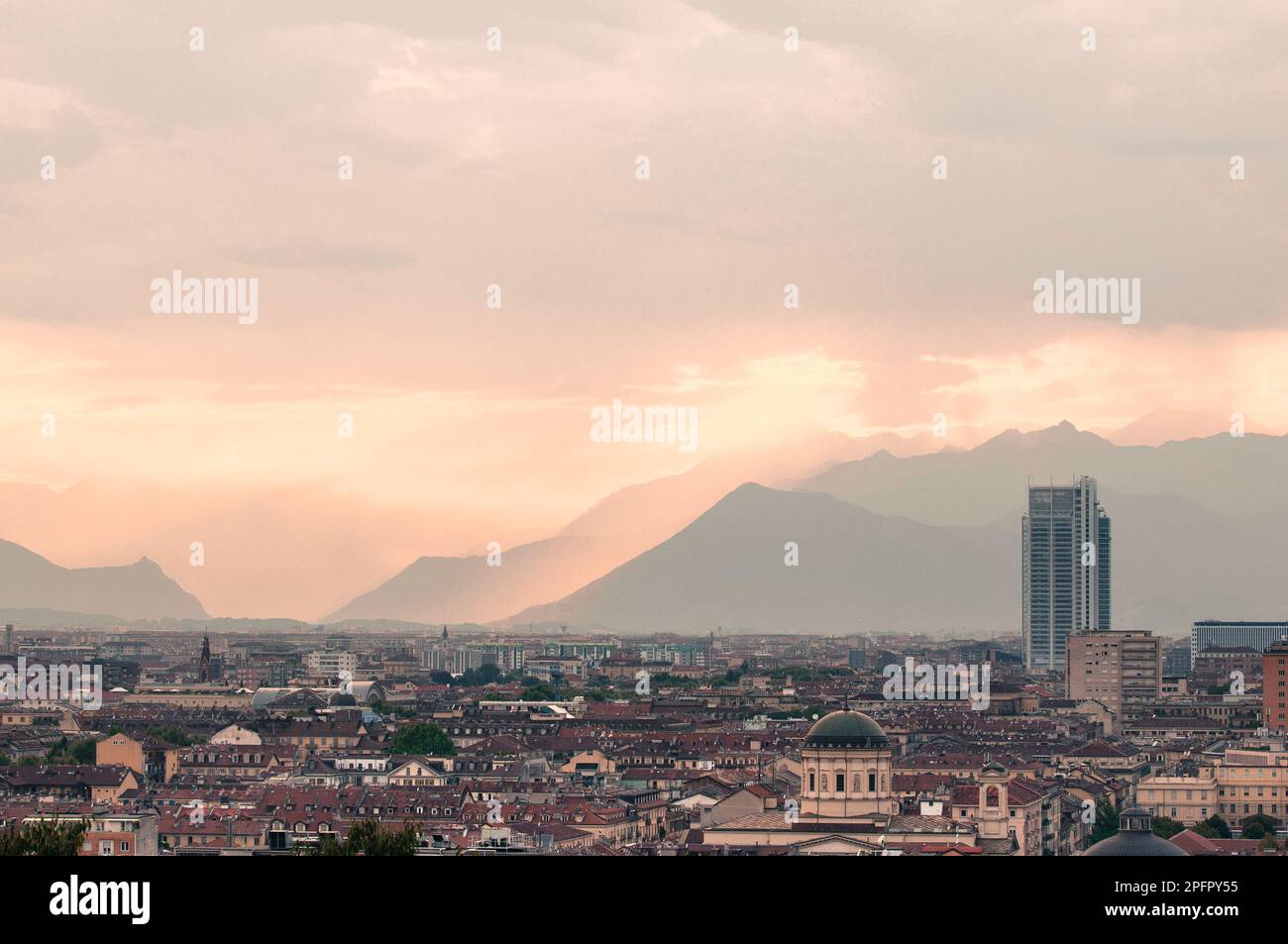 Italy, Piemont, Turin. View from above of Turin, in summer time Stock ...