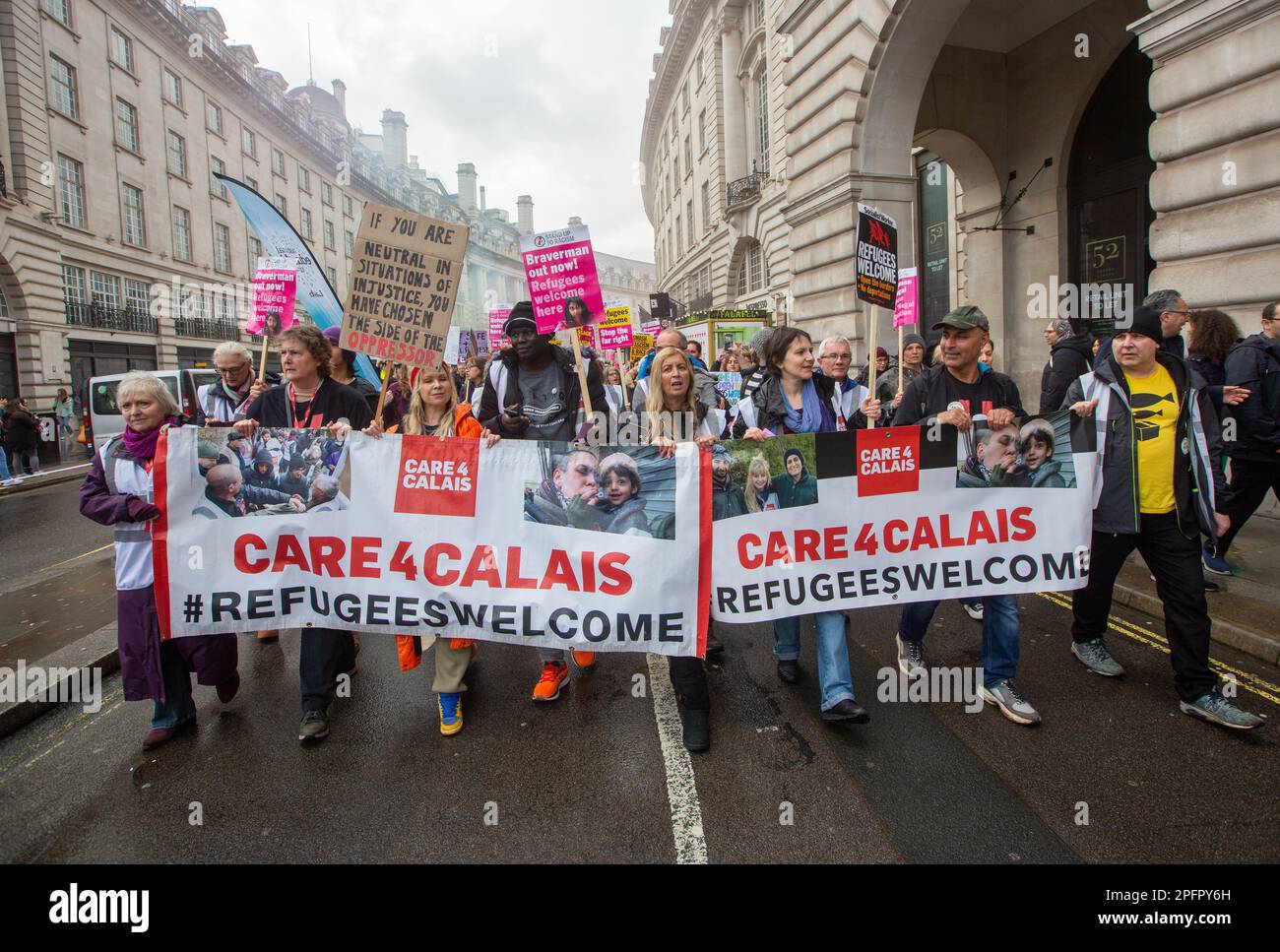 London, England, UK. 18th Mar, 2023. Thousands march for refugees in Central London on UN Anti ...