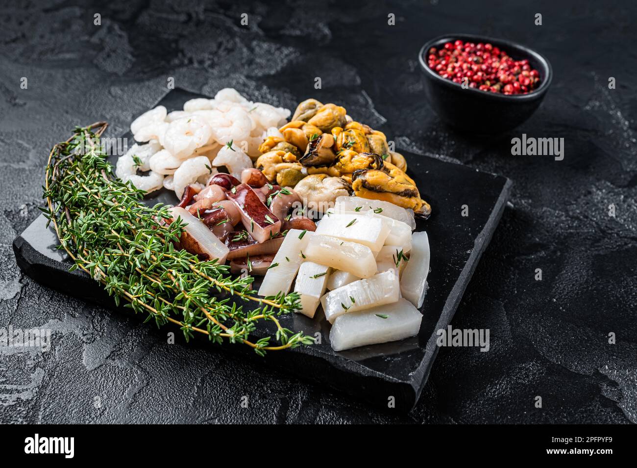 Seafood assorted platter, mix of mussels, clams, squid, octopus ...