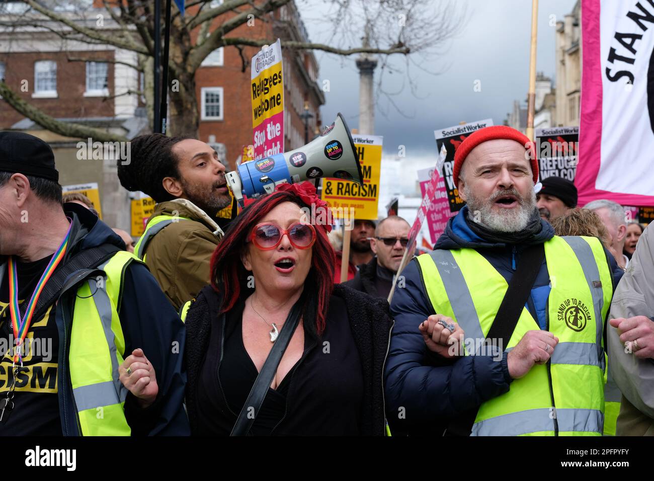 London, UK. 18th Mar, 2023. People attend the Resist Racism National ...