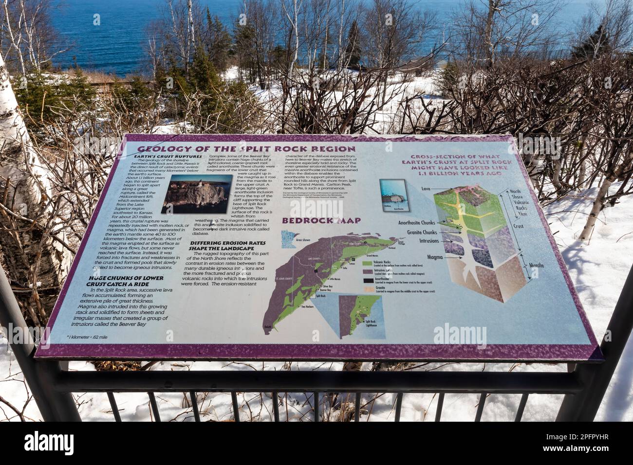 Interpretive sign about the geology of Split Rock, at Split Rock ...