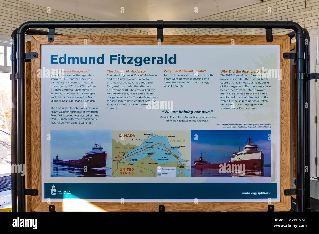 Exhibit about sinking of Edmund Fitzgerald, Split Rock Lighthouse on ...