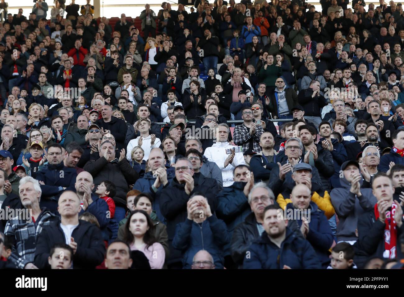 UTRECHT - Fans clapping during the Dutch premier league match between ...