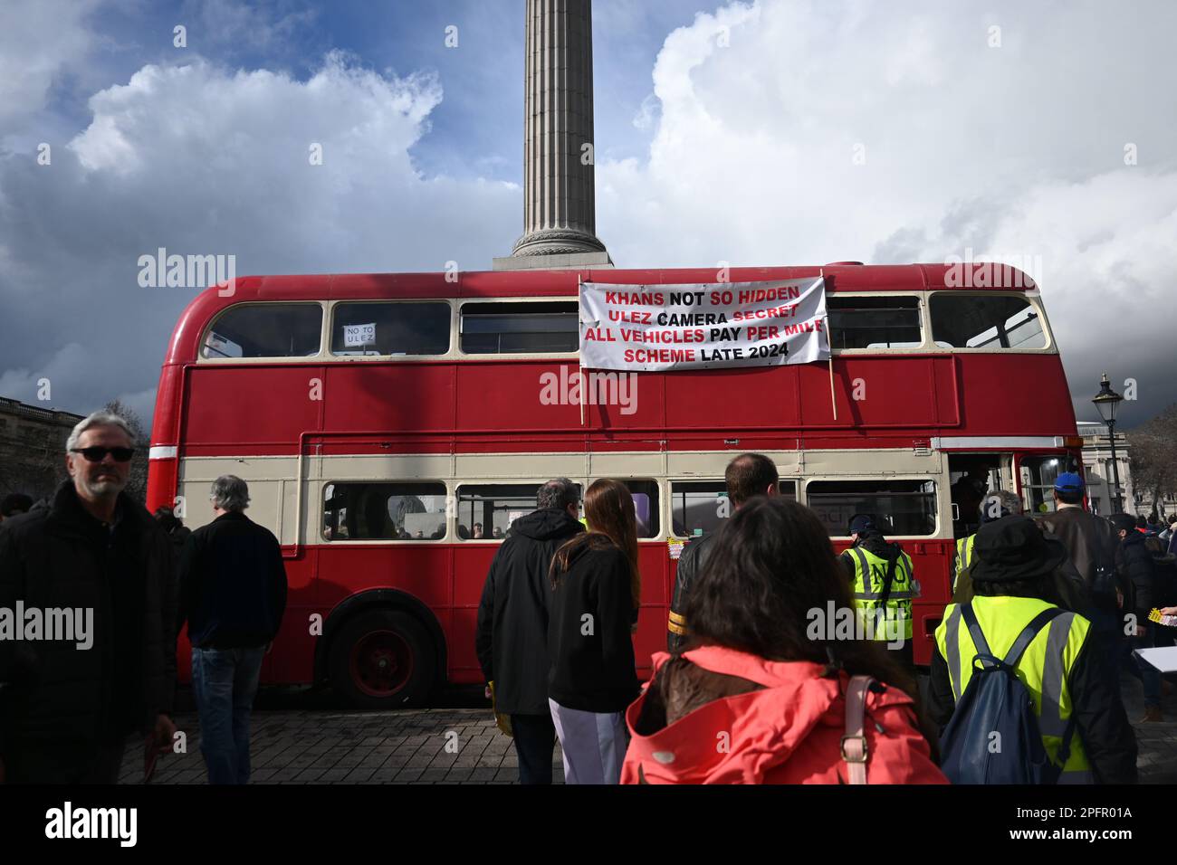 Trafalgar square, London, UK. 18th Mar, 2023. Demonstrators are ...