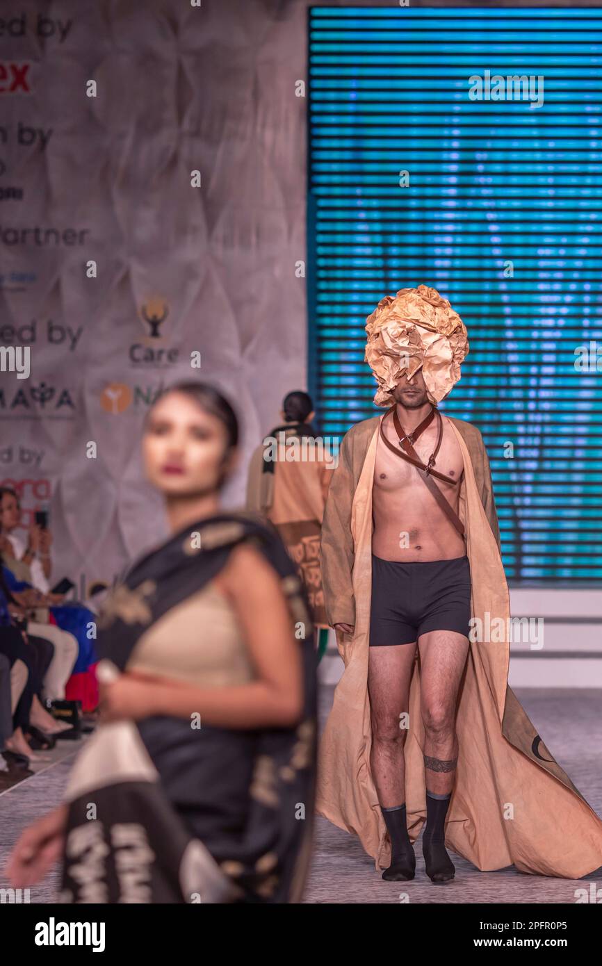 Dhaka, Bangladesh. 17th Mar, 2023. A model walks the runway at the Bangladesh fashion show ...