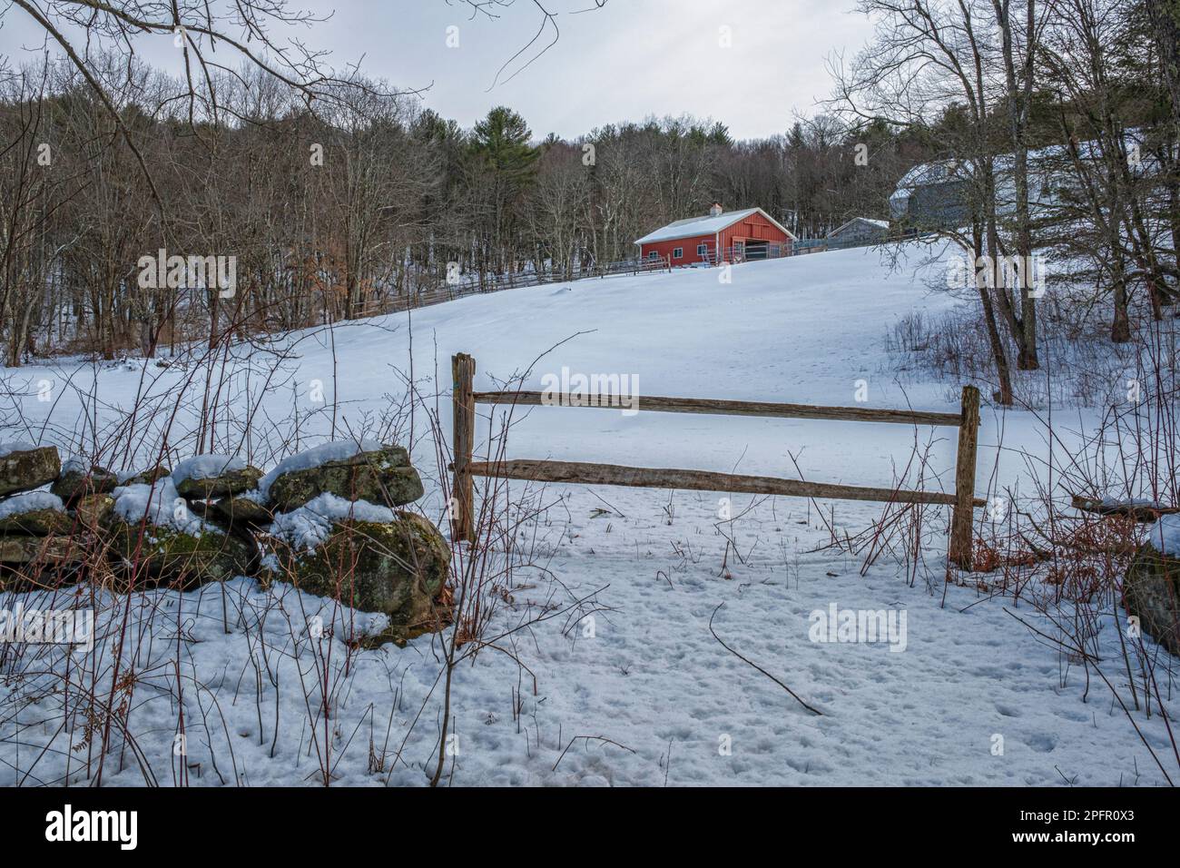 A gated pasture at a farm in Petersham, MA Stock Photo - Alamy