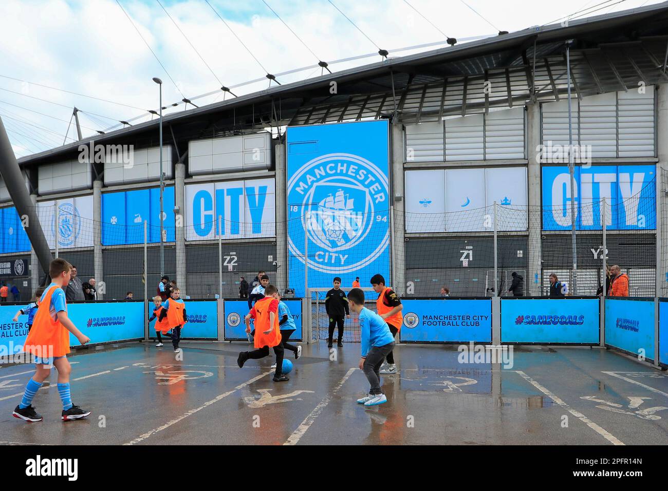 Young City fans play football on the concourse ahead of the Emirates FA ...