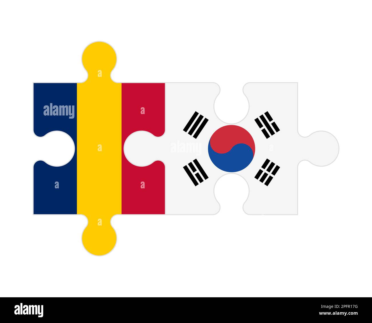 Connected puzzle of flags of Chad and South Korea, vector Stock Vector ...