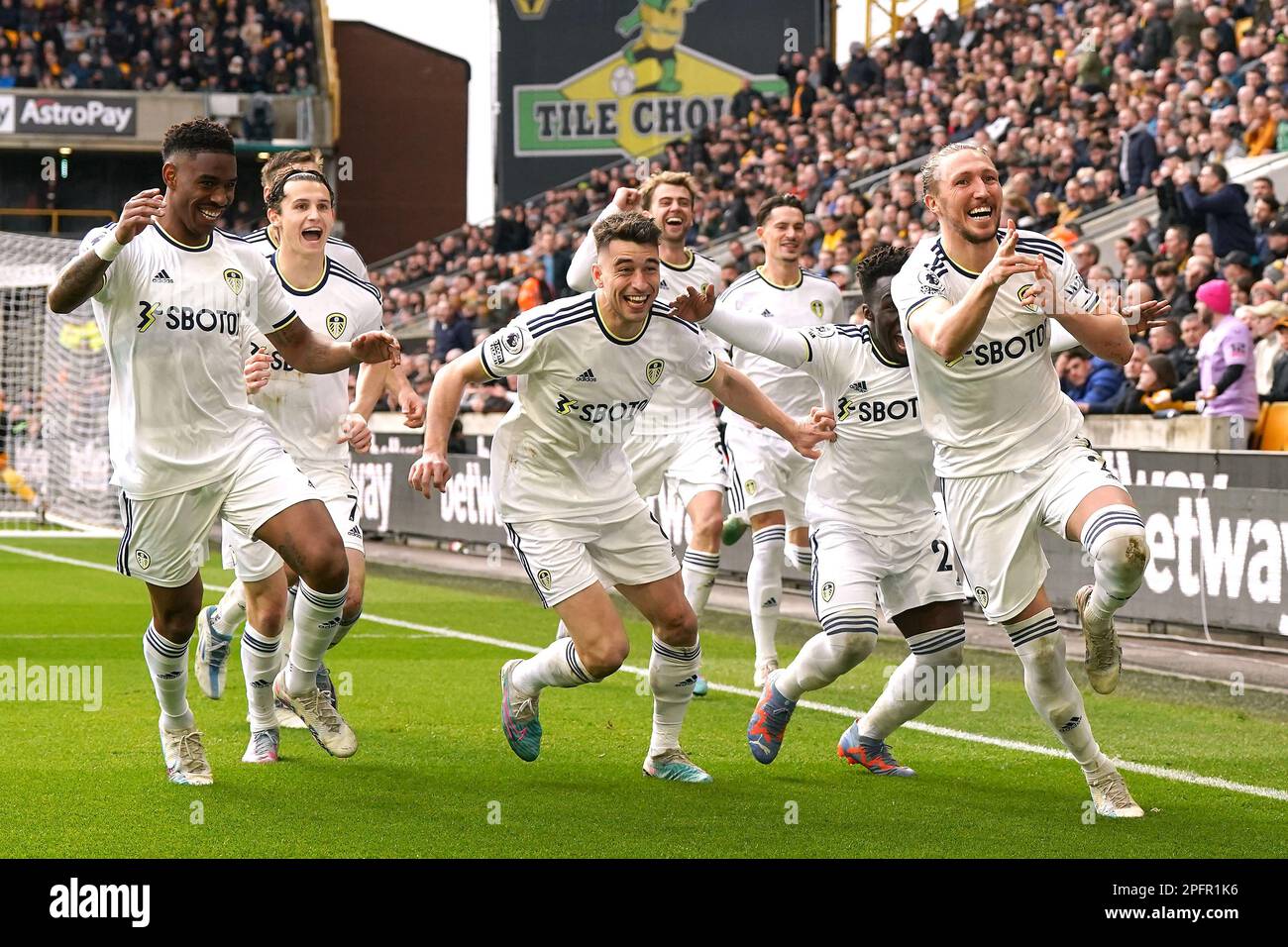 Leeds United's Luke Ayling (right) celebrates scoring their side's ...