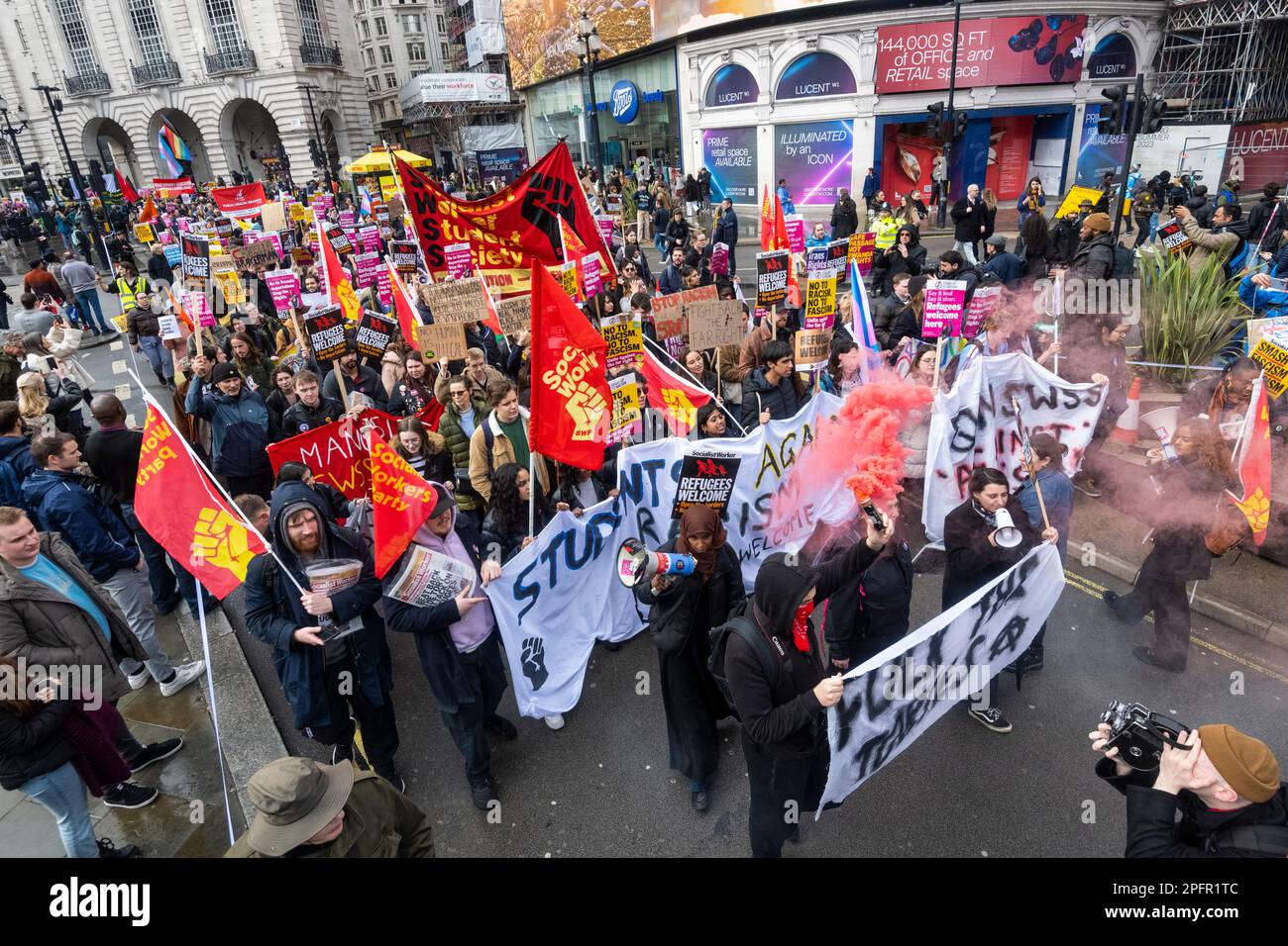 London, UK. 18 March 2023. People take part in a 'Resist Racism ...