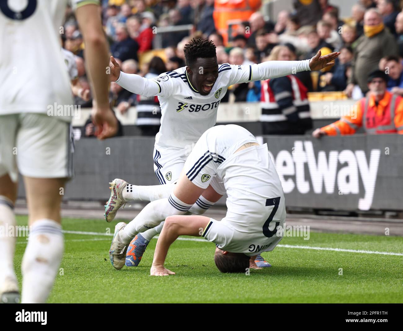 Wolverhampton, UK. 18th Mar, 2023. Luke Ayling of Leeds United attempts ...