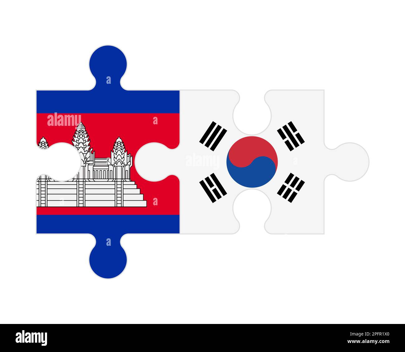 Connected puzzle of flags of Cambodia and South Korea, vector Stock ... Connected puzzle of flags of Cambodia and South Korea, vector Stock ...