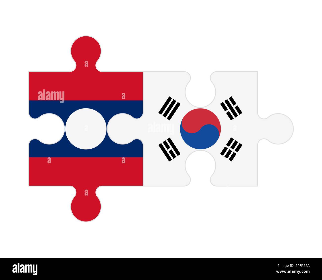 Connected puzzle of flags of Laos and South Korea, vector Stock Vector ...