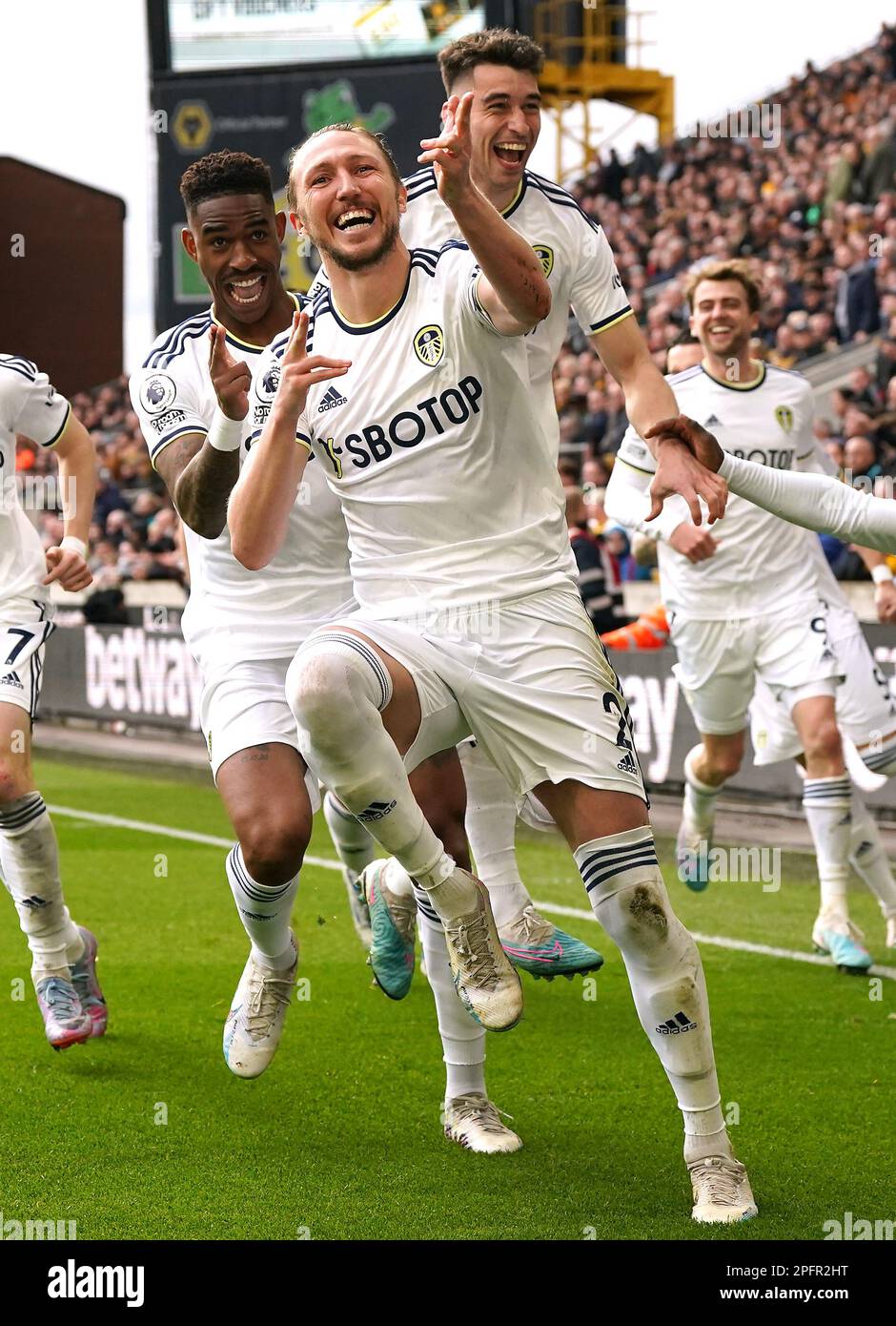 Leeds United's Luke Ayling (centre) celebrates scoring their side's ...