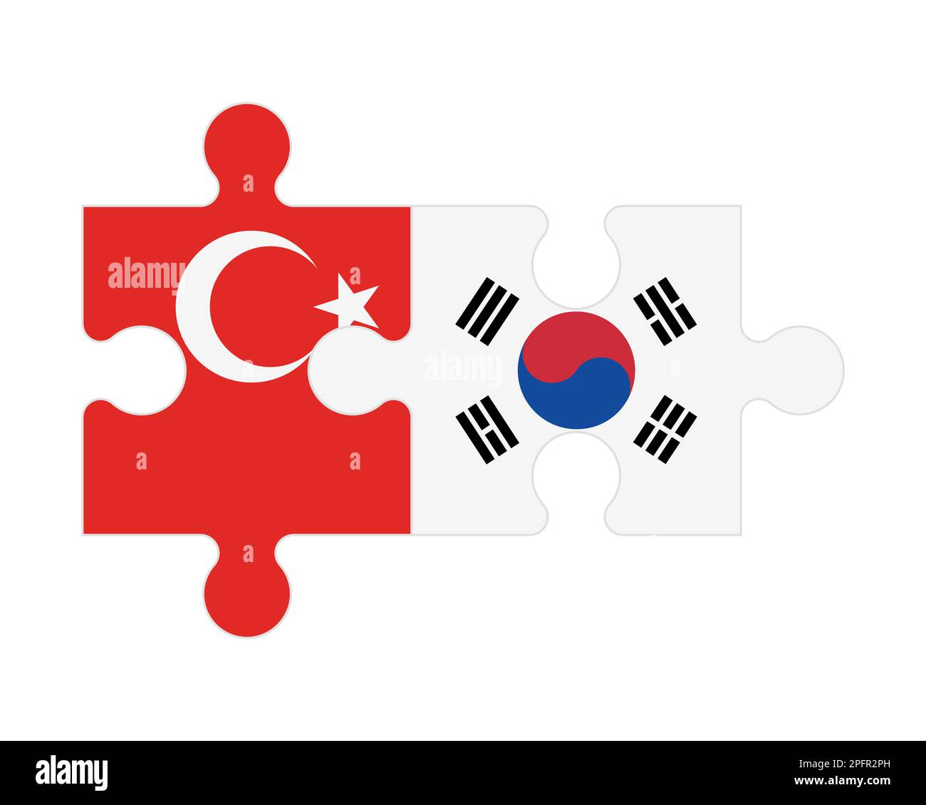 Connected puzzle of flags of Turkey and South Korea, vector Stock ...