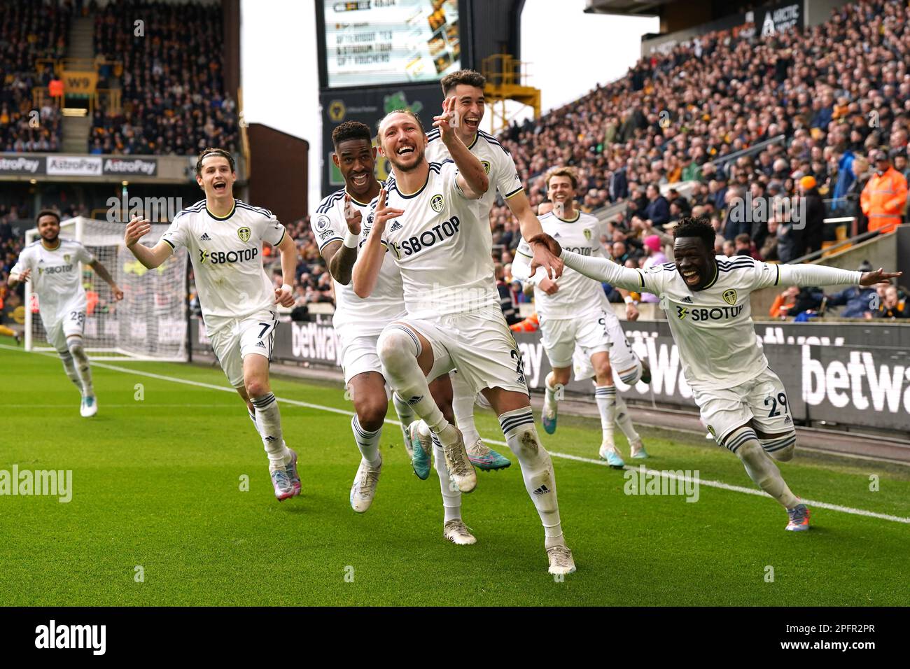 Leeds United's Luke Ayling (centre) celebrates scoring their side's ...
