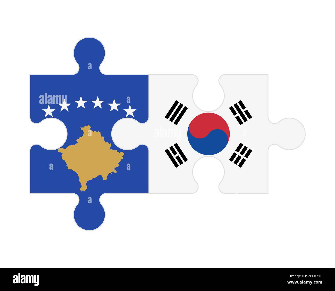 Connected puzzle of flags of Kosovo and South Korea, vector Stock ...