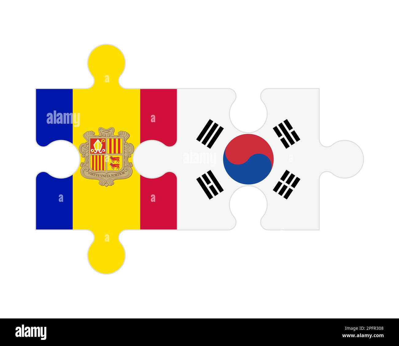 Connected puzzle of flags of Andorra and South Korea, vector Stock ...