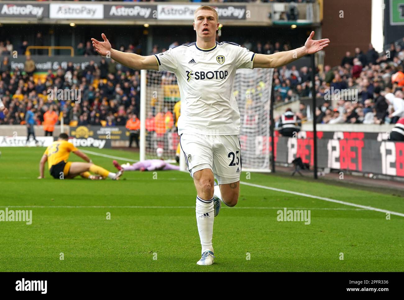 Leeds United's Rasmus Kristensen celebrates scoring their side's third ...