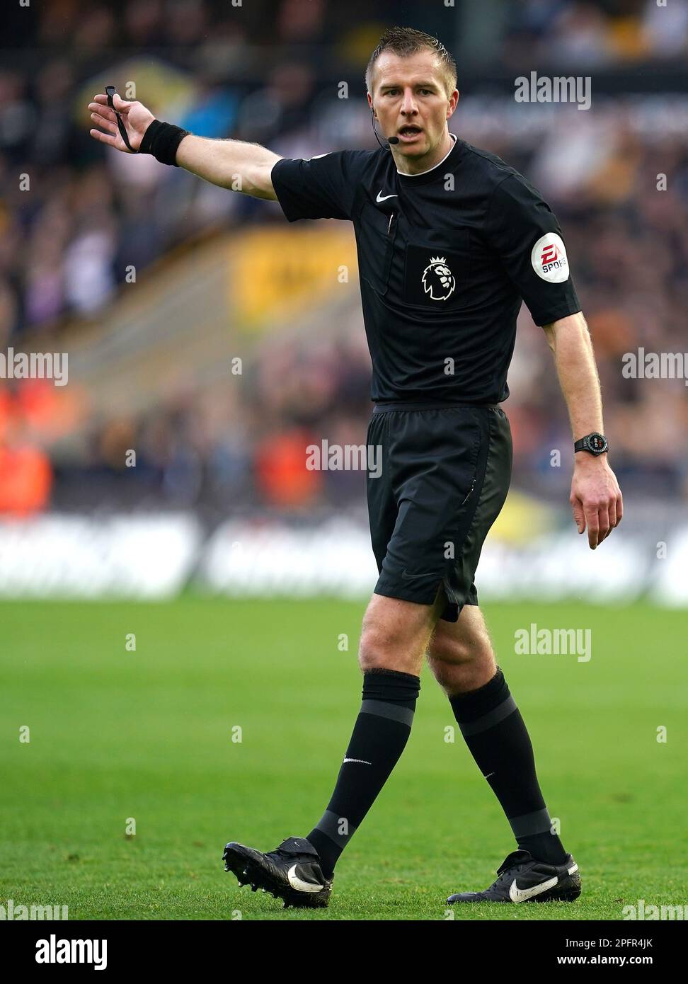 Referee Michael Salisbury during the Premier League match at Molineux ...