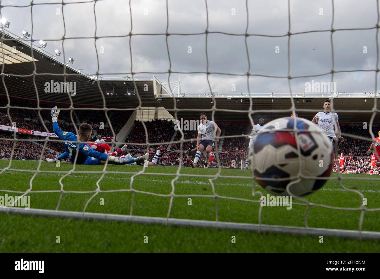 Middlesbrough's Cameron Archer celebrates with his team mates after ...