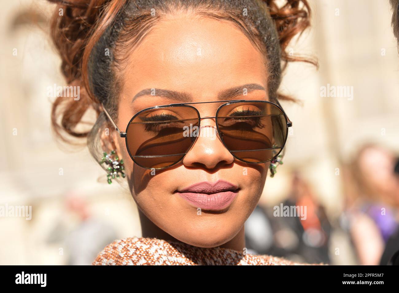 Rihanna attends the Christian Dior show part of the Paris Fashion Week ...