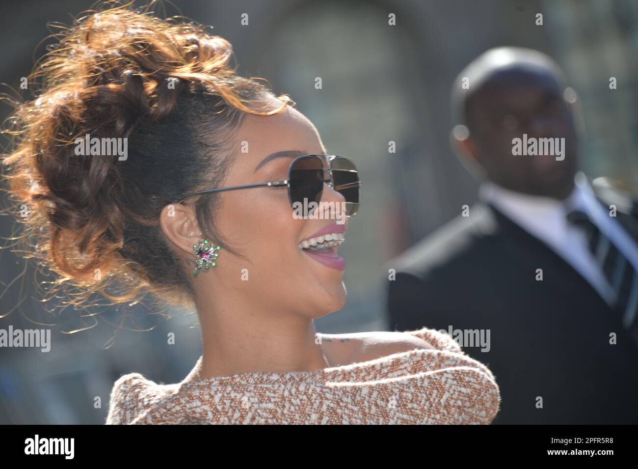Rihanna attends the Christian Dior show part of the Paris Fashion Week ...