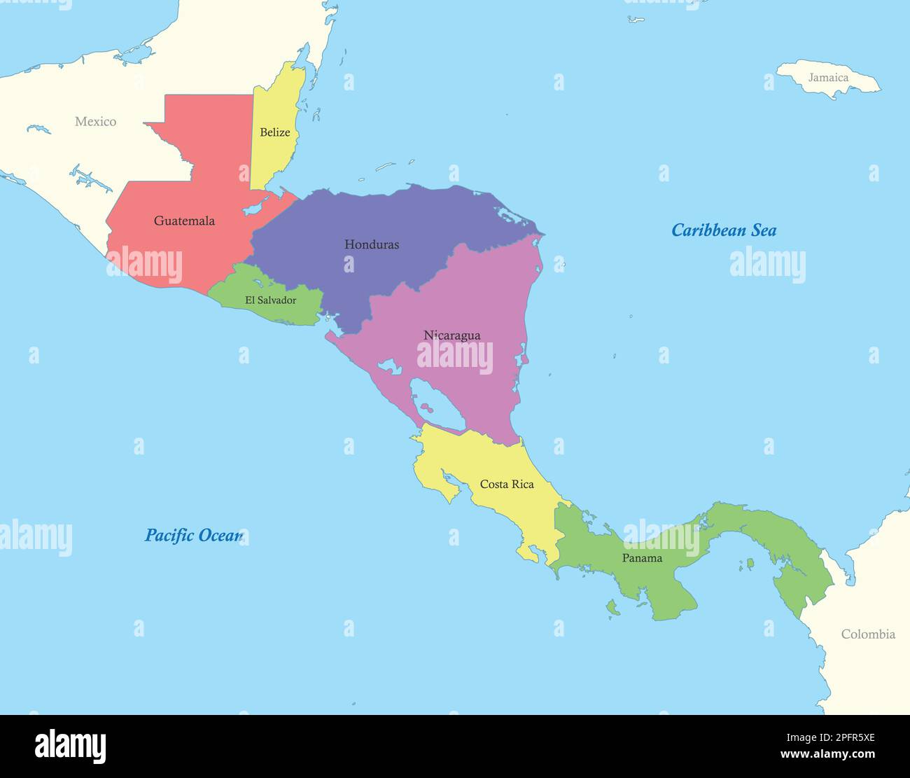 Political color map of South Asia with borders of the states Stock ...