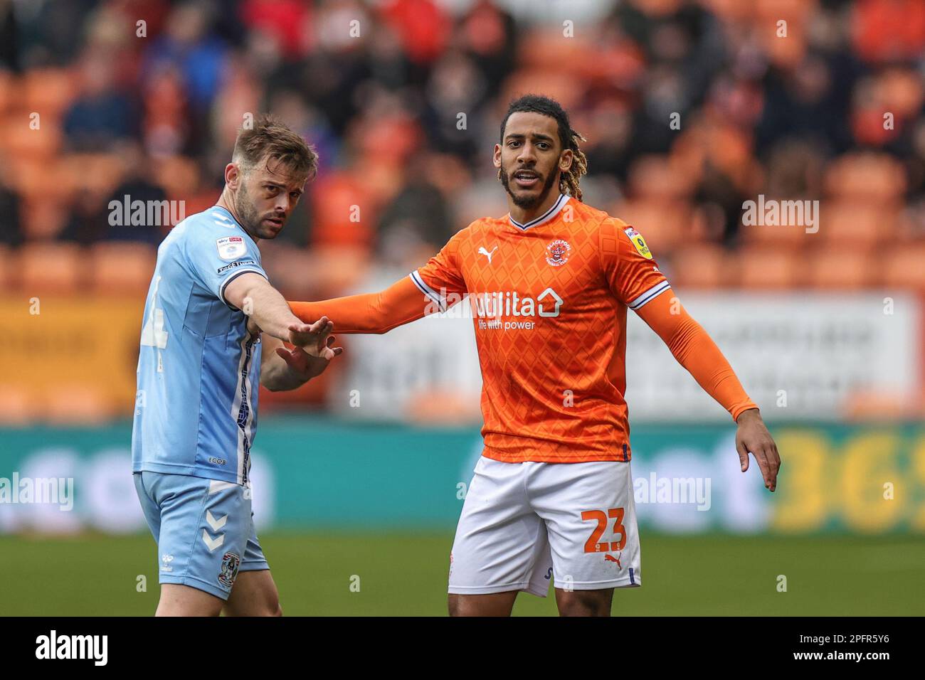 Dominic Thompson #23 of Blackpool during the Sky Bet Championship match ...
