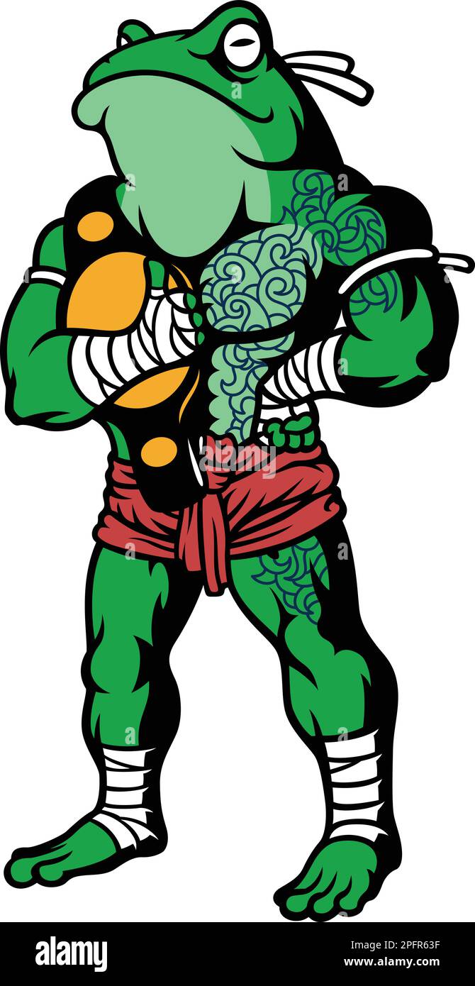 Battle Frog Muay Thai Fighter with Championship Belt on its Shoulder Stock Vector Image & Art ...