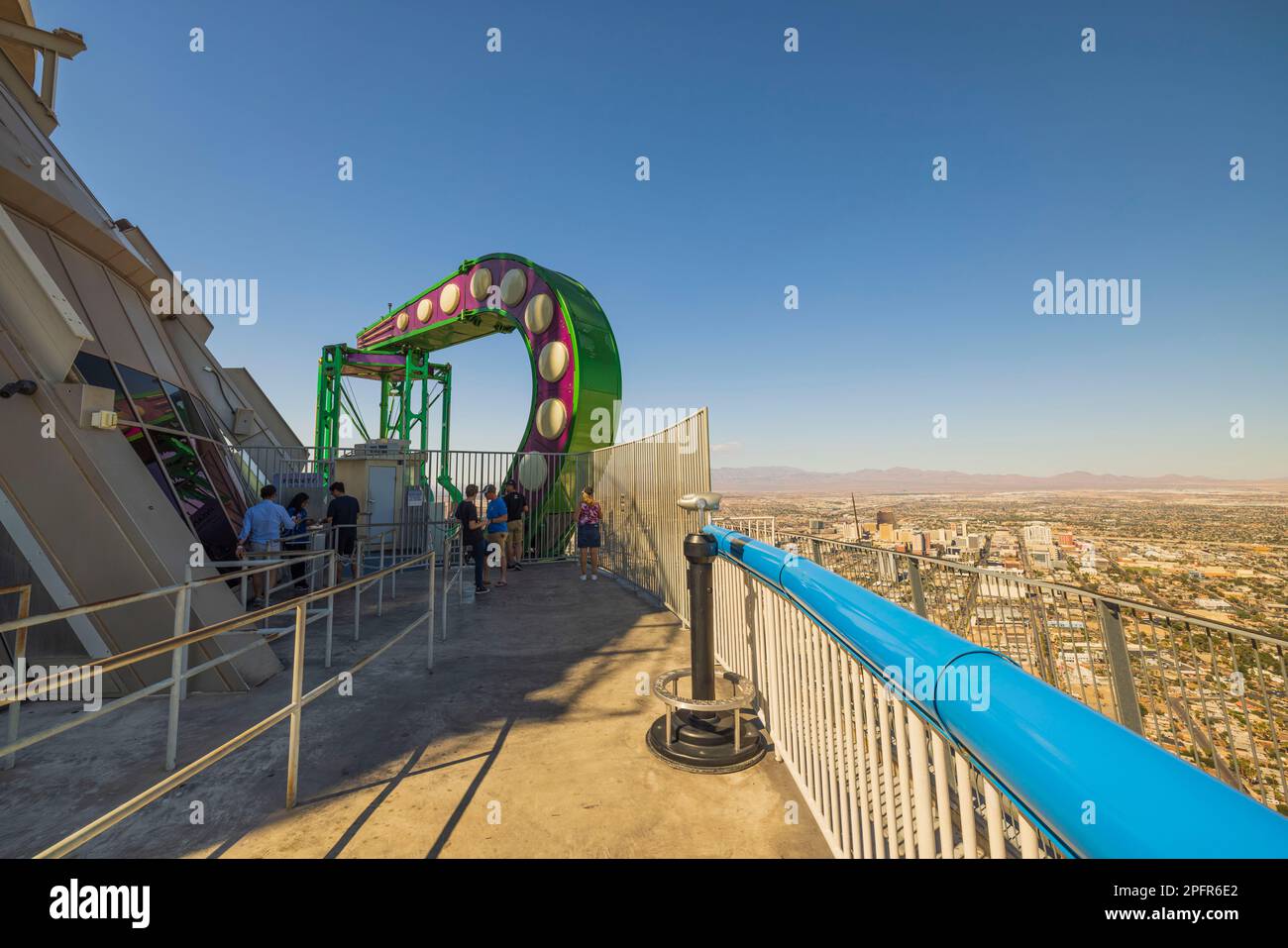 Beautiful view of tourists on open main observation desk of hotel Strat ...