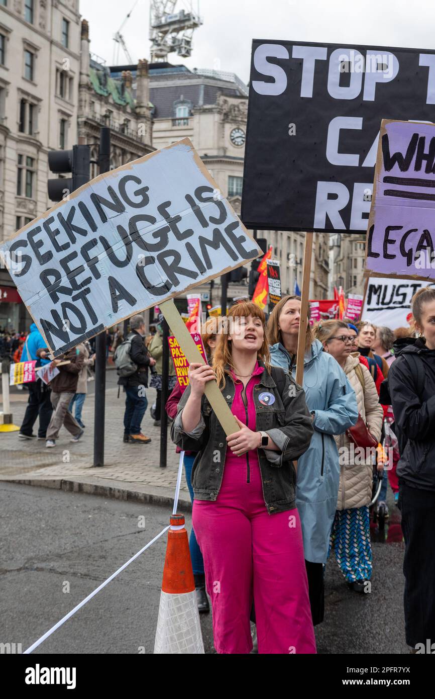 London/UK 18 MAR 2023. Thousands of people marched through central ...