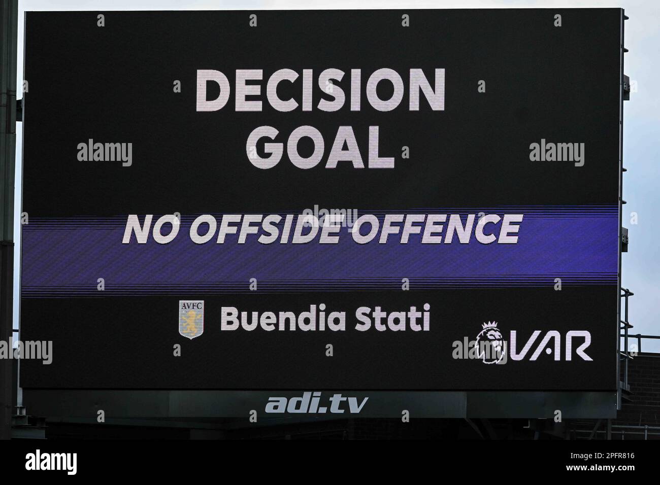 VAR decision no offside during the Premier League match Aston Villa vs ...