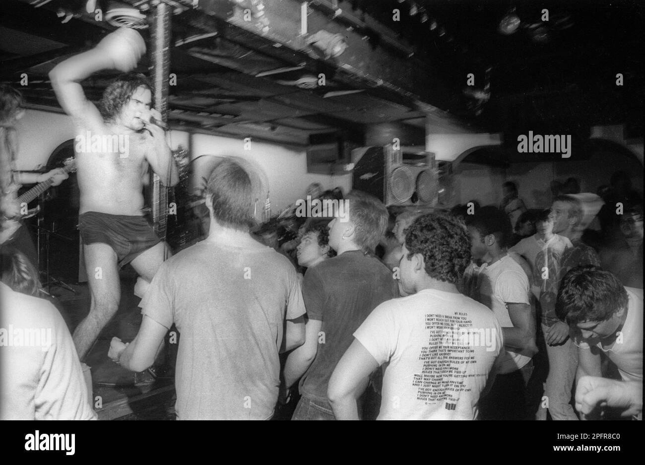 Lead singer Henry Rollins of Punk band Black Flag during a live concert ...