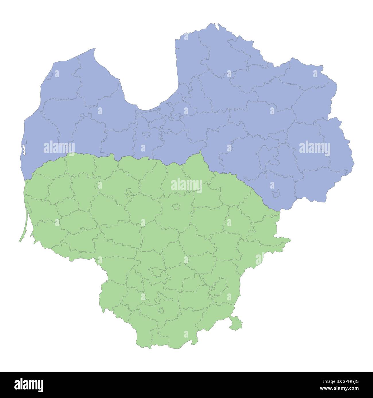 High quality political map of Lithuania and Latvia with borders of the ...