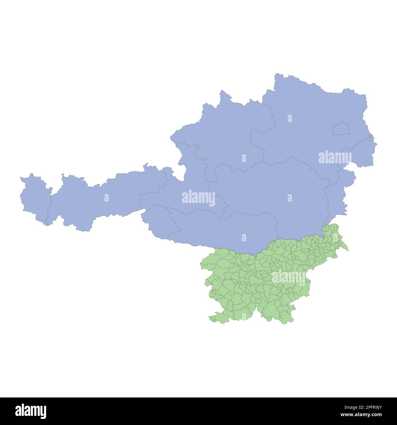 High quality political map of Austria and Slovenia with borders of the ...