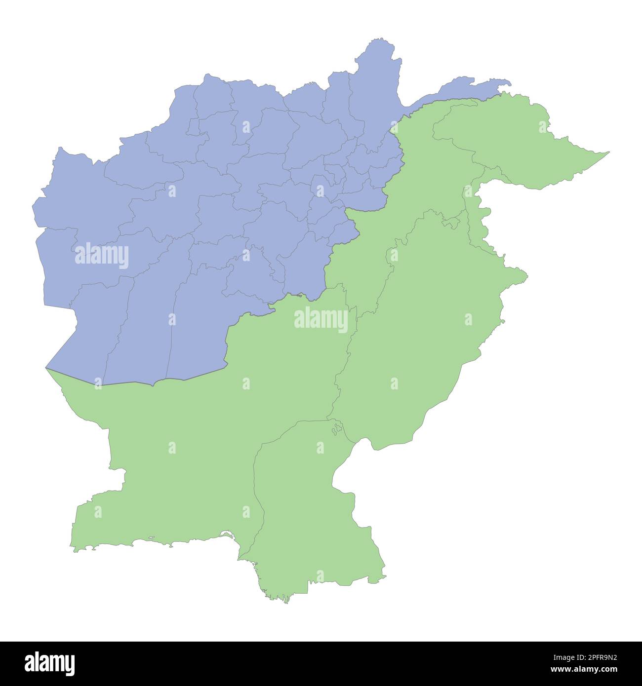 High quality political map of Pakistan and Afghanistan with borders of ...