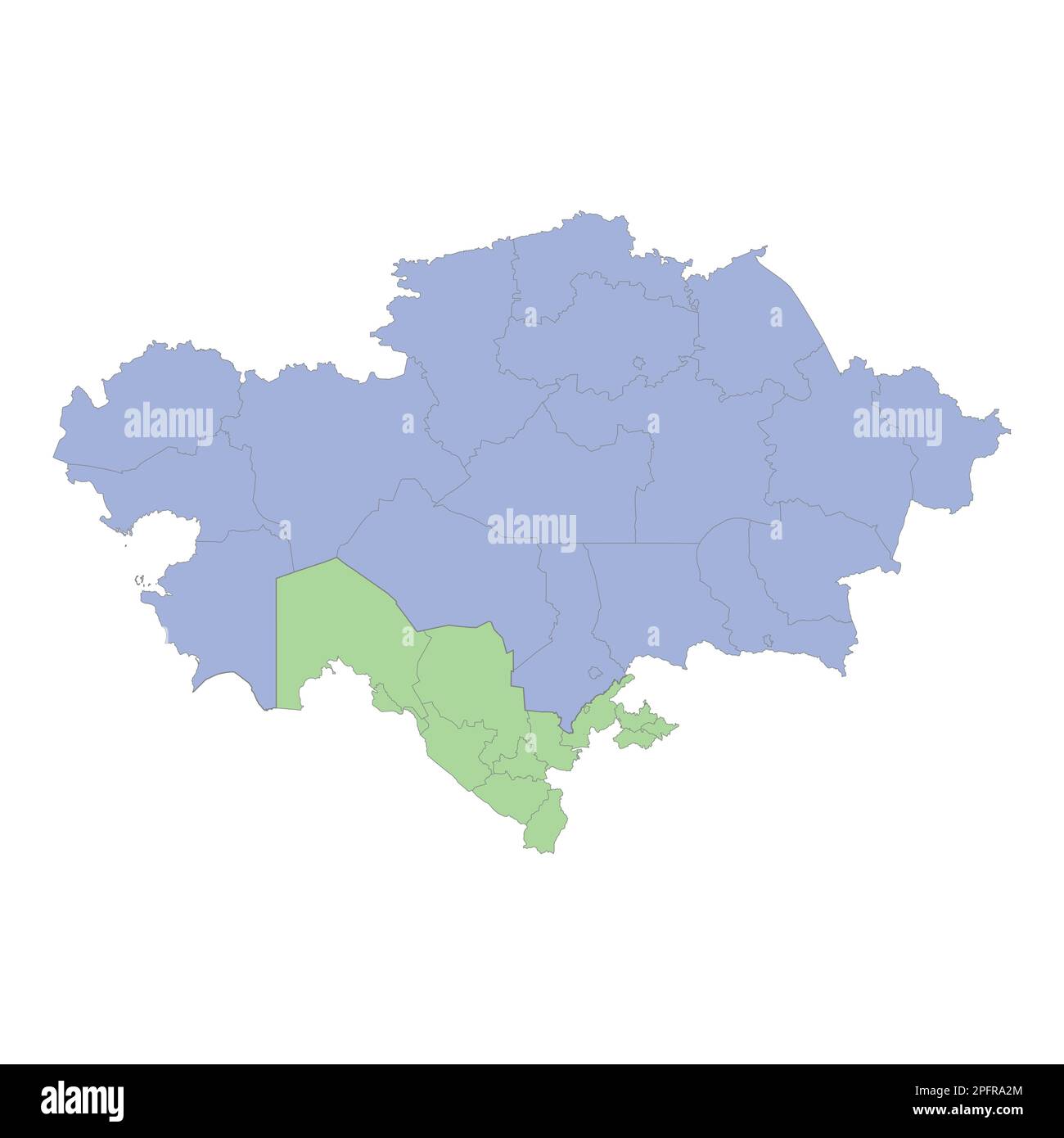 High quality political map of Kazakhstan and Uzbekistan with borders of ...