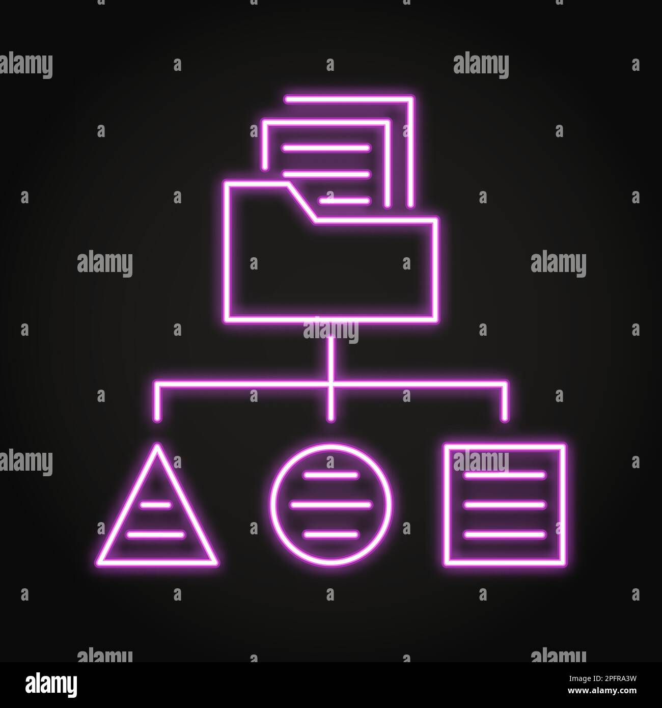 Data Classification Neon Icon In Line Style Scheme Or Algorithm Of