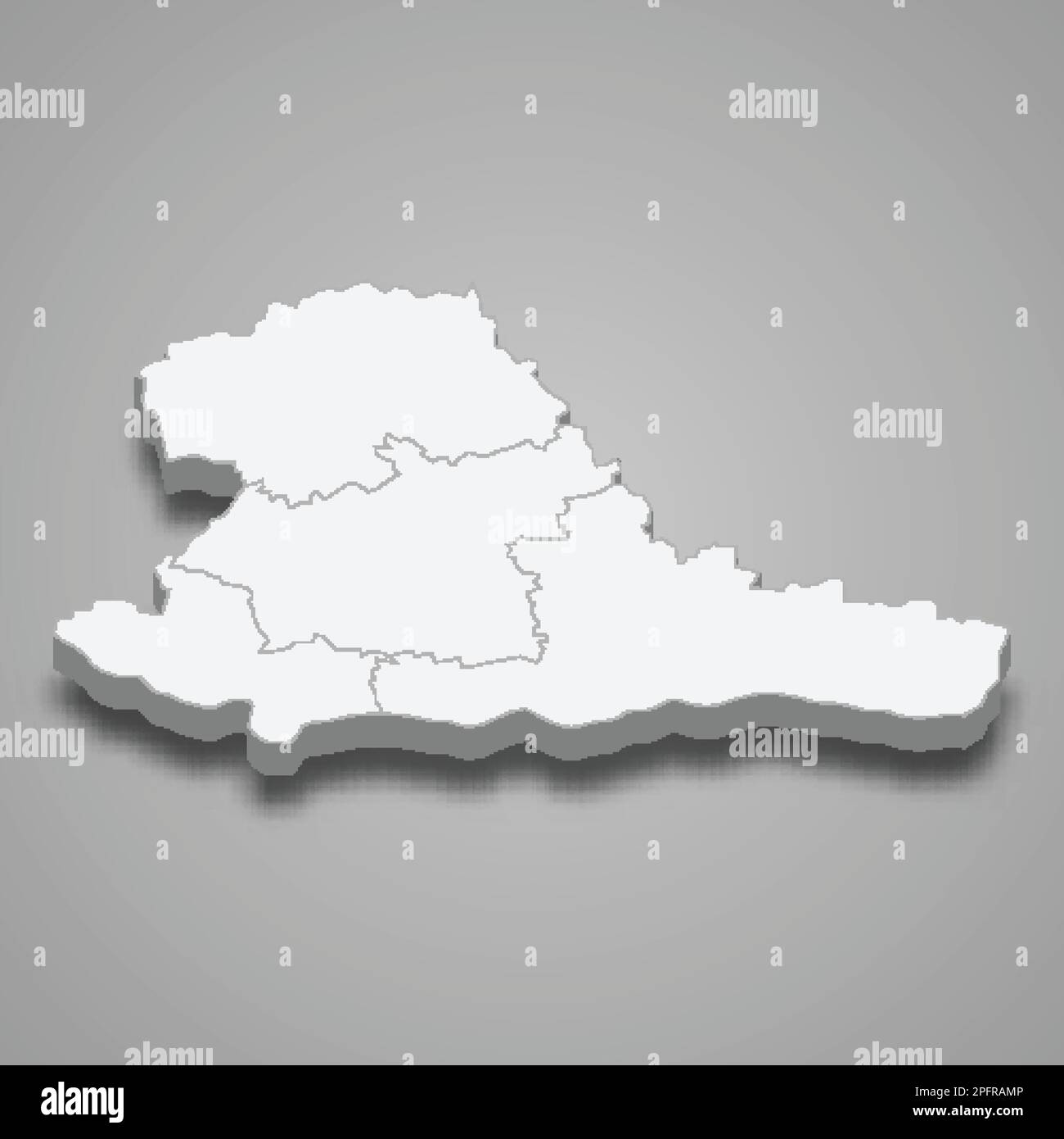 3d isometric map of Taurage county is a region of Lithuania isolated ...