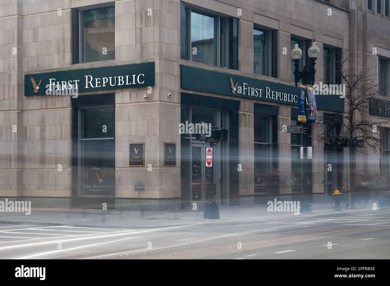 Boston, USA. 18th Mar, 2023. A timelapse image of pedestrians walking ...