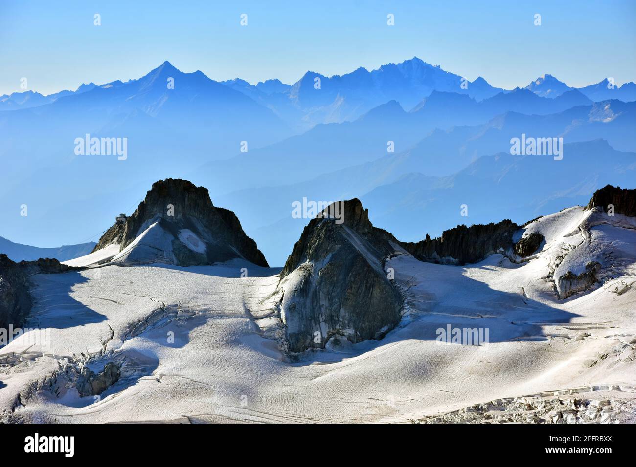 Mont Blanc massif nature landscape in summer season, View from Aiguille ...