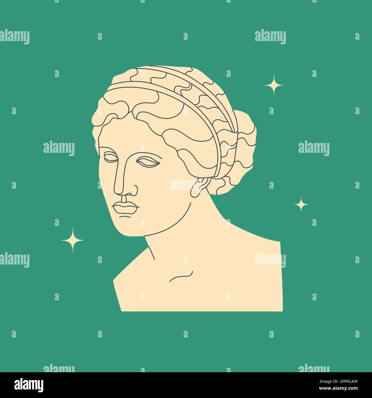 Bust of an ancient Greek woman, goddess. Antique sculpture in a modern ...