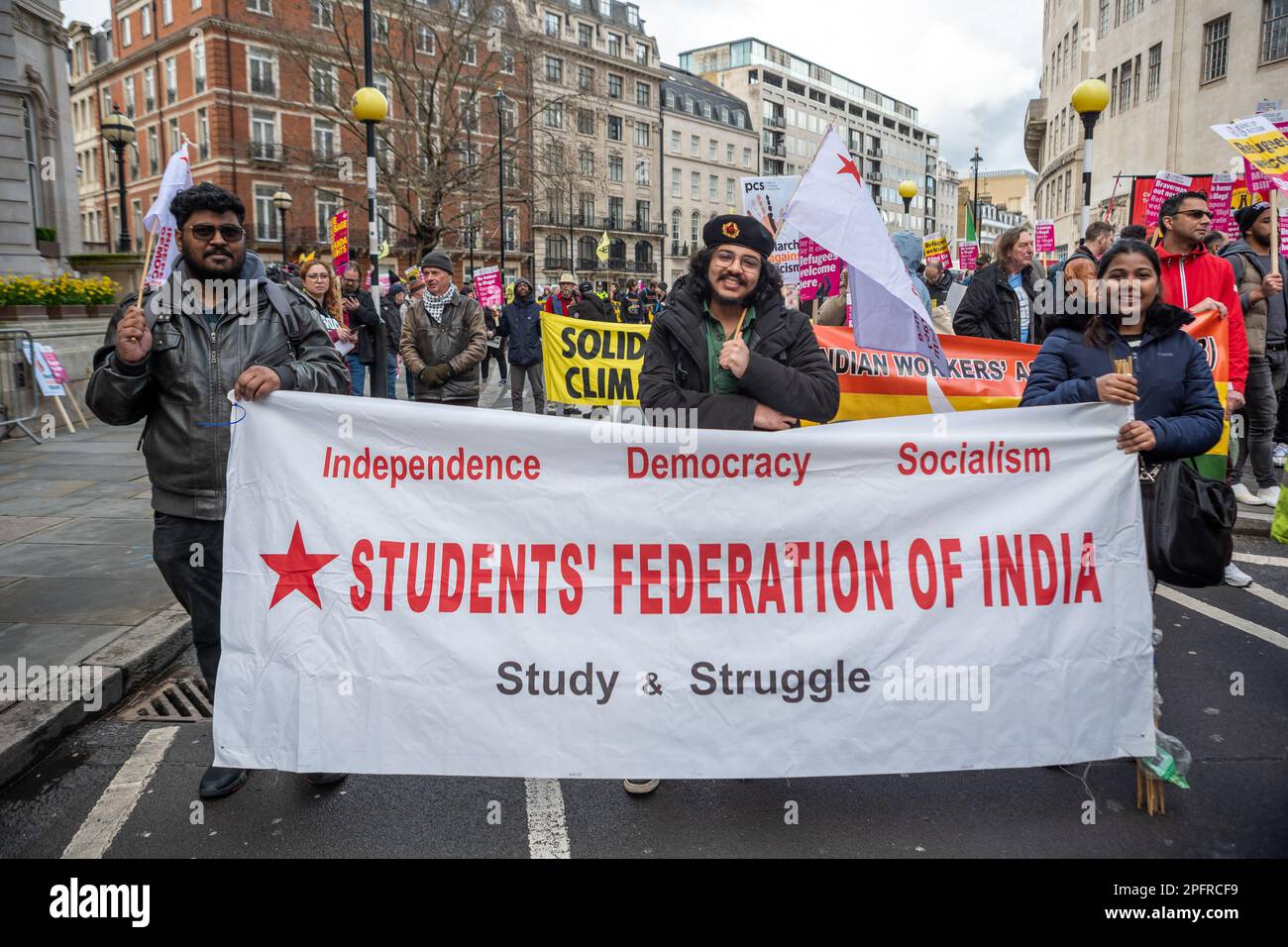 London/UK 18 MAR 2023. Thousands of people marched through central ...