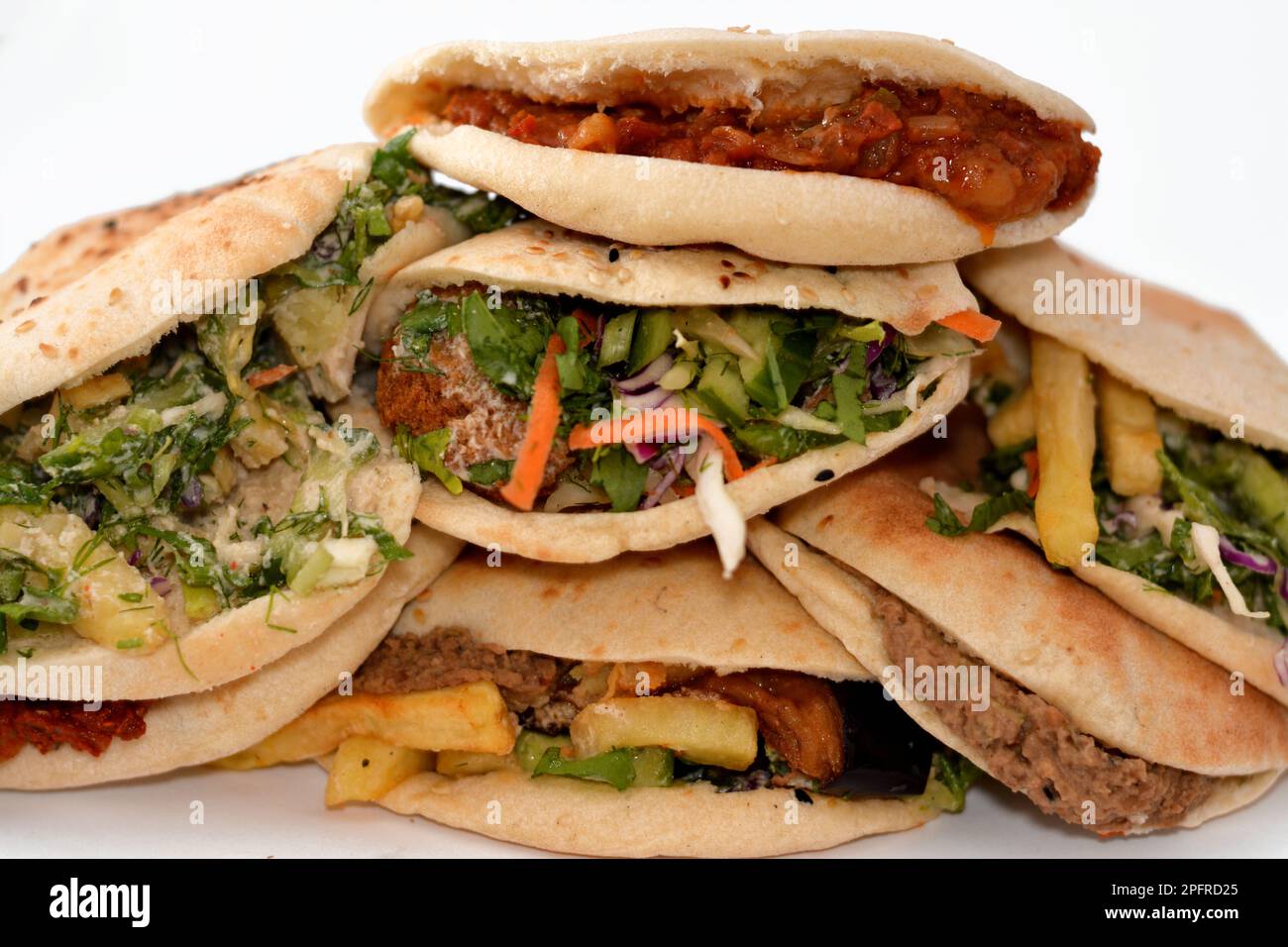 Traditional Egyptian popular breakfast street sandwiches of mashed fava ...