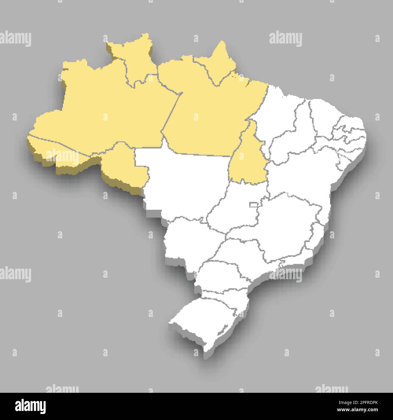 North Region location within Brazil 3d isometric map Stock Vector Image ...