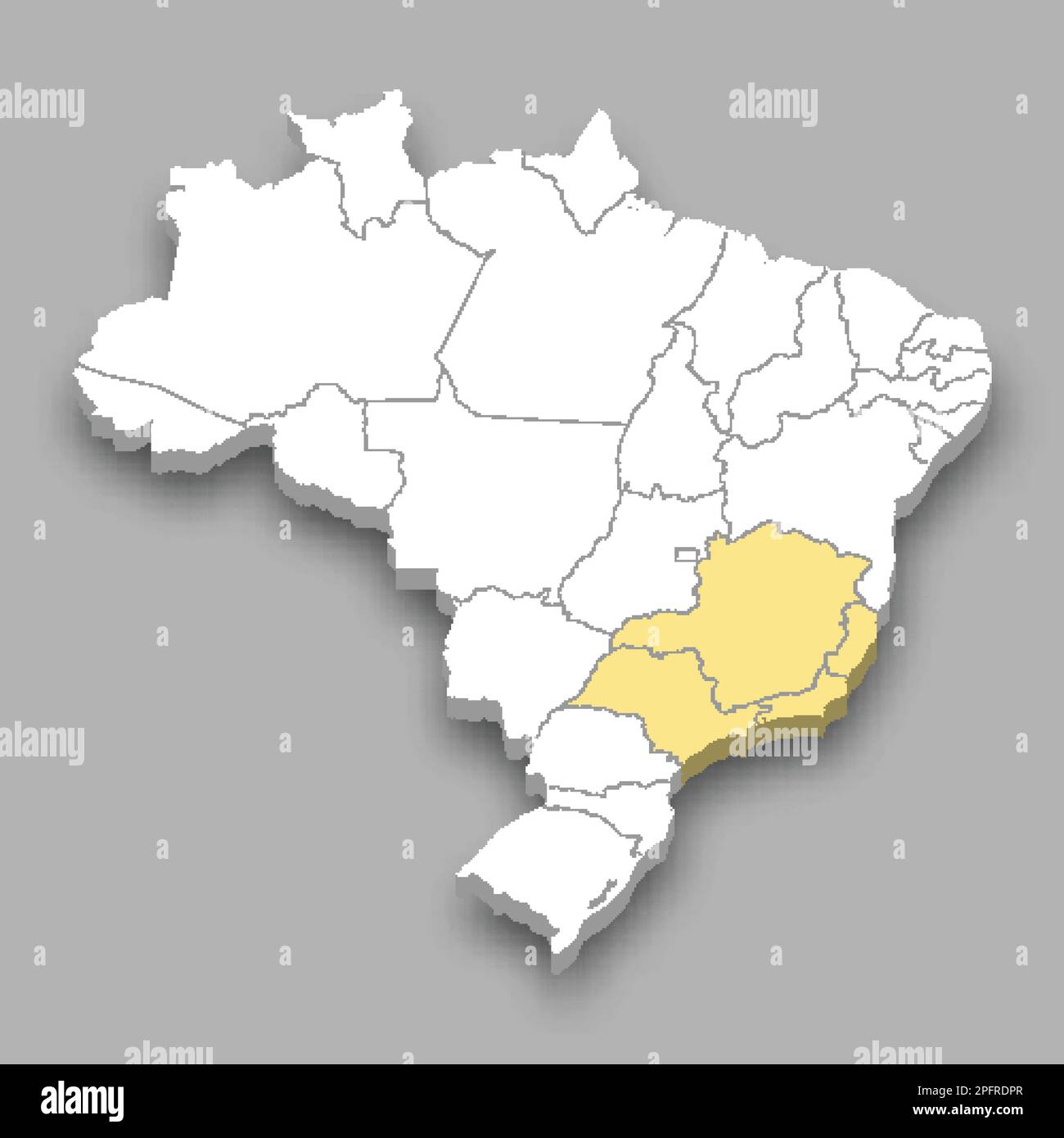Southeast Region location within Brazil 3d isometric map Stock Vector ...
