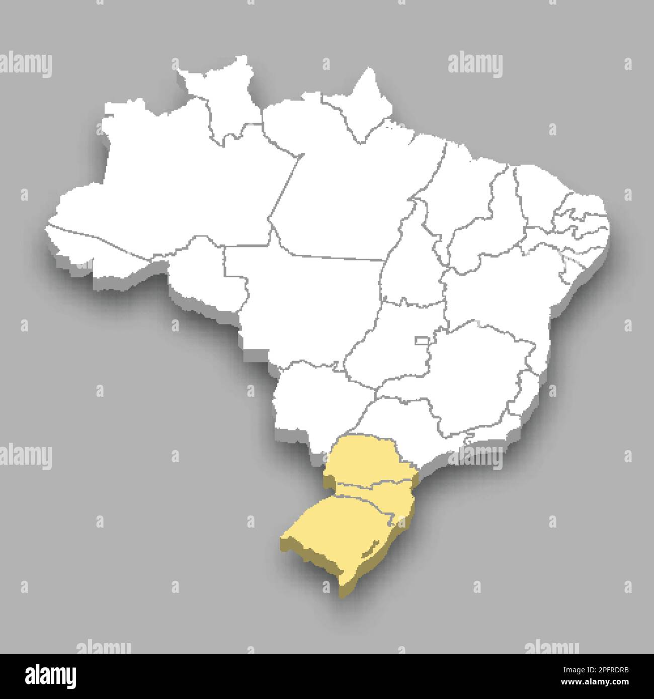 South Region location within Brazil 3d isometric map Stock Vector Image ...